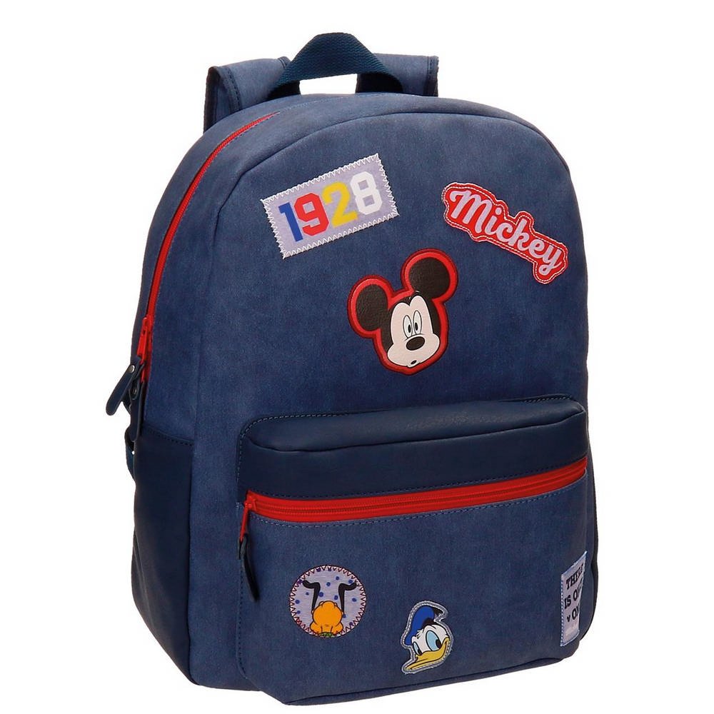 Disney Mickey Parches Backpack Blue 32x42x12 cms Synthetic Leather 19 ...