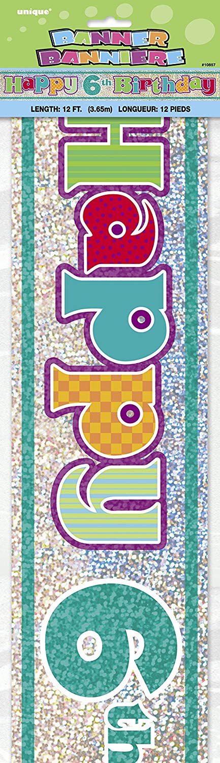 Unique Party 10857 – 12ft Prism Happy 6th Birthday Banner – TopToy
