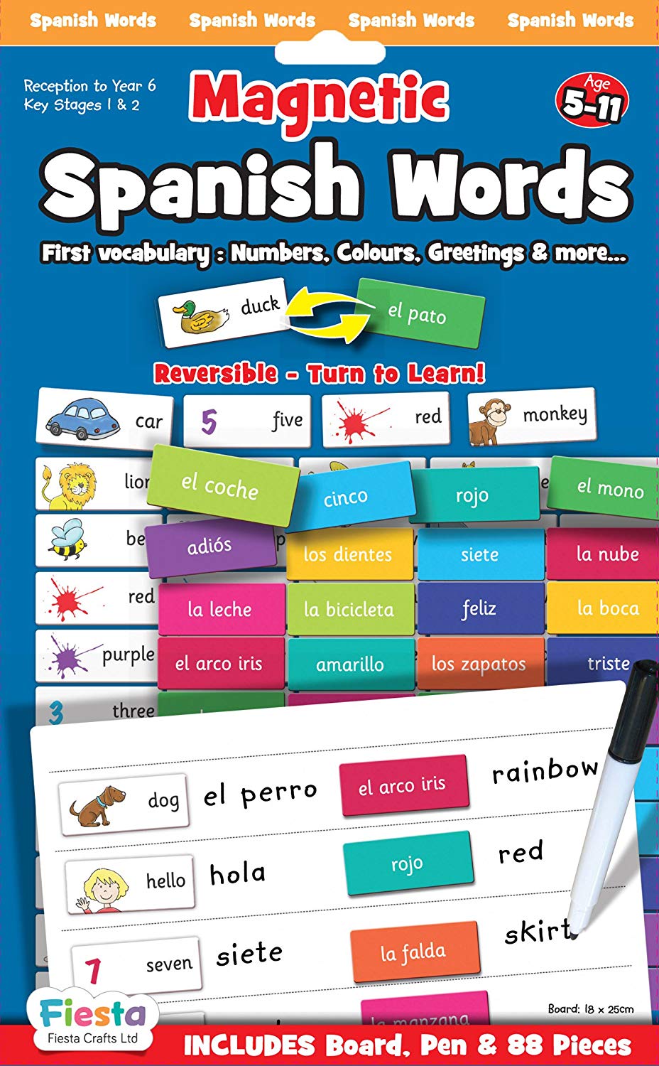 Fiesta Crafts T-2766 Magnetic Spanish Words Educational Toy, Various ...