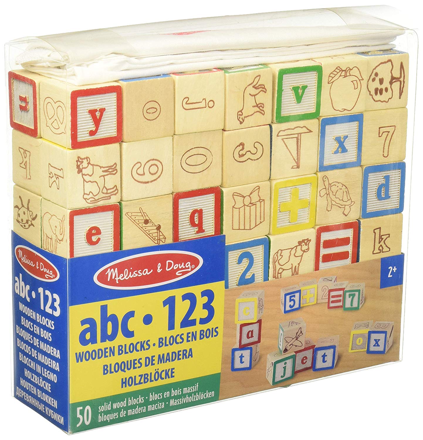 Melissa & Doug Wooden ABC/123 Blocks (LC) | Developmental Toy | Blocks ...